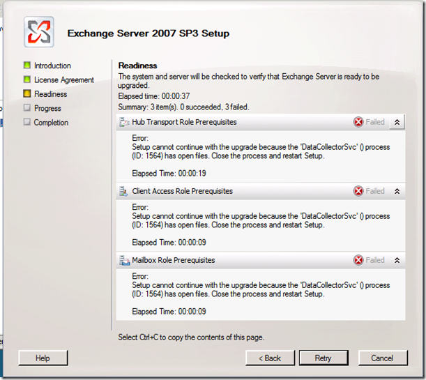 MPECS Inc. Blog: SBS 2008 – Exchange SP3 Error DataCollectorSvc process has open files